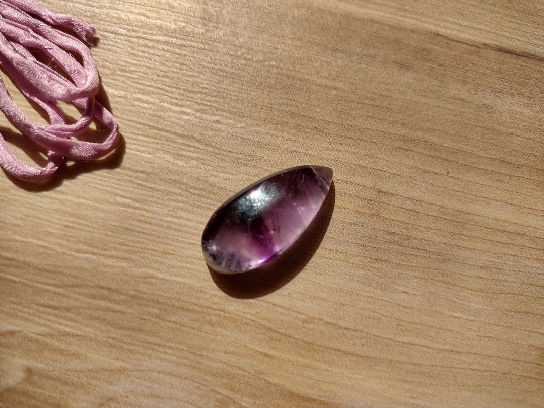 Choker Nylon Invisible Thread Necklace With Amethyst Teardrop - Etsy