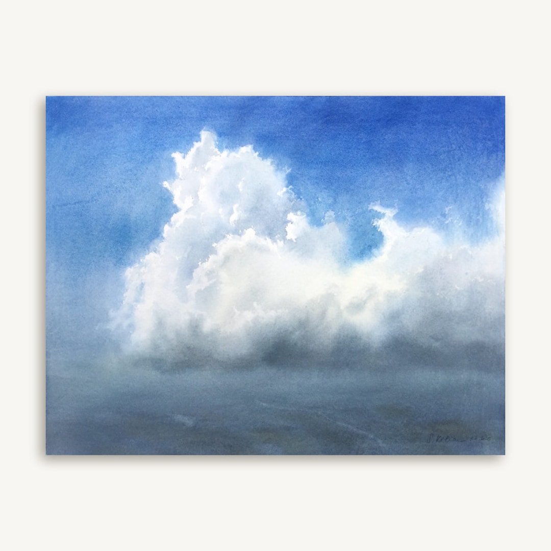 Original Watercolor Painting "cloud", Wall Art, Skyscape, Minimalist ...