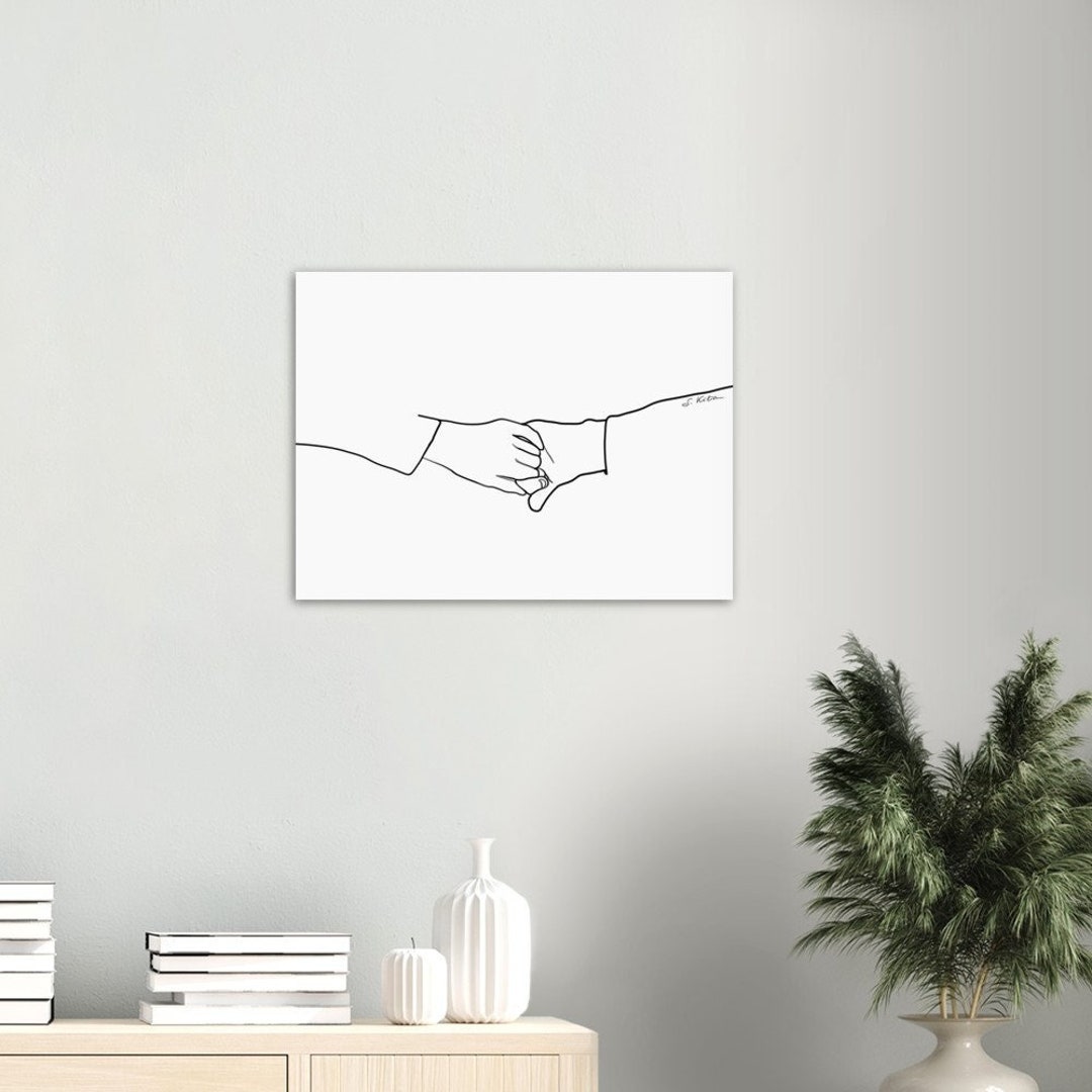 Poster "holding Hands", Minimalist Line Art Print, Large Wall Art - Etsy