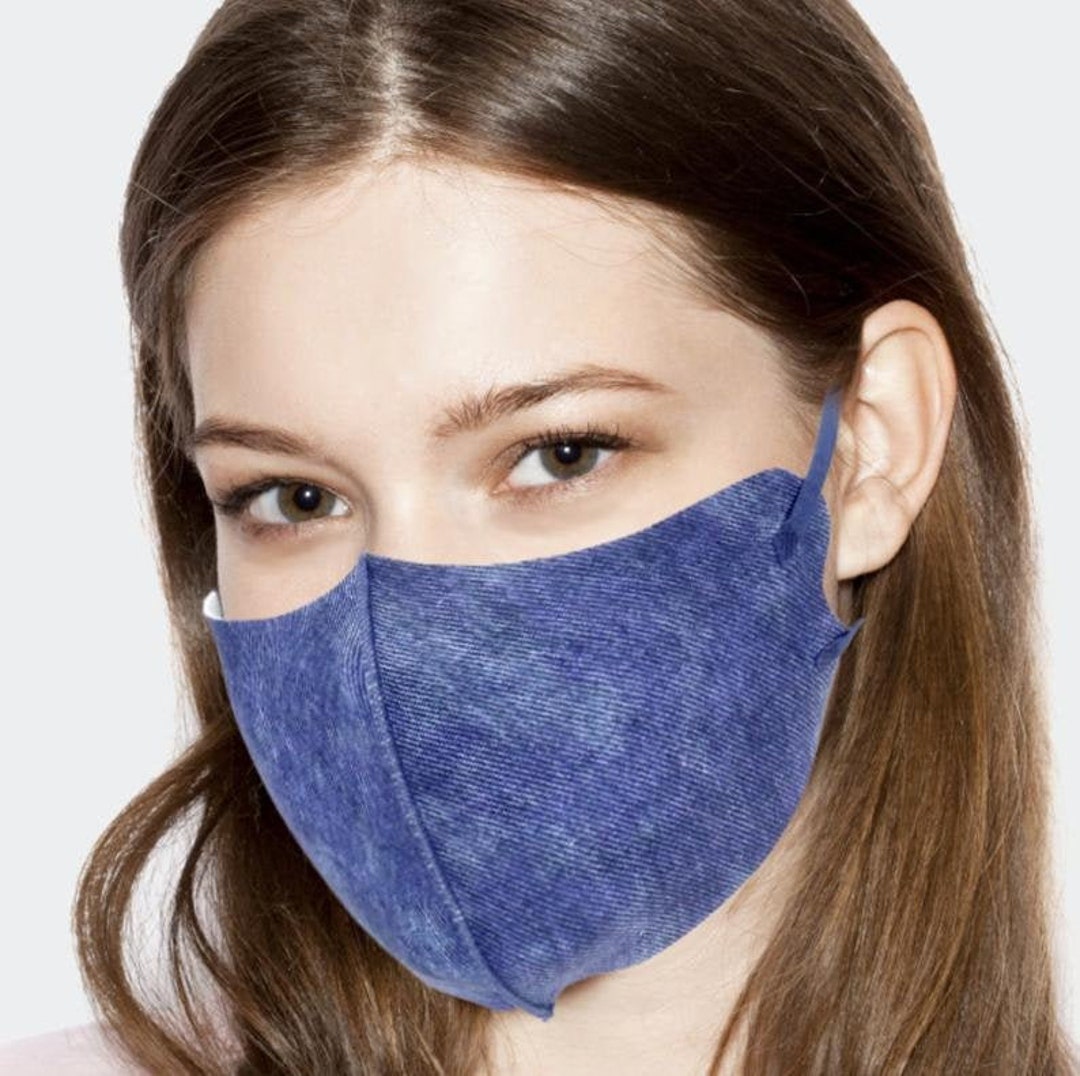 Denim Print Adjustable Face Mask, Polyester Spandex Face Mask, Reusable ...