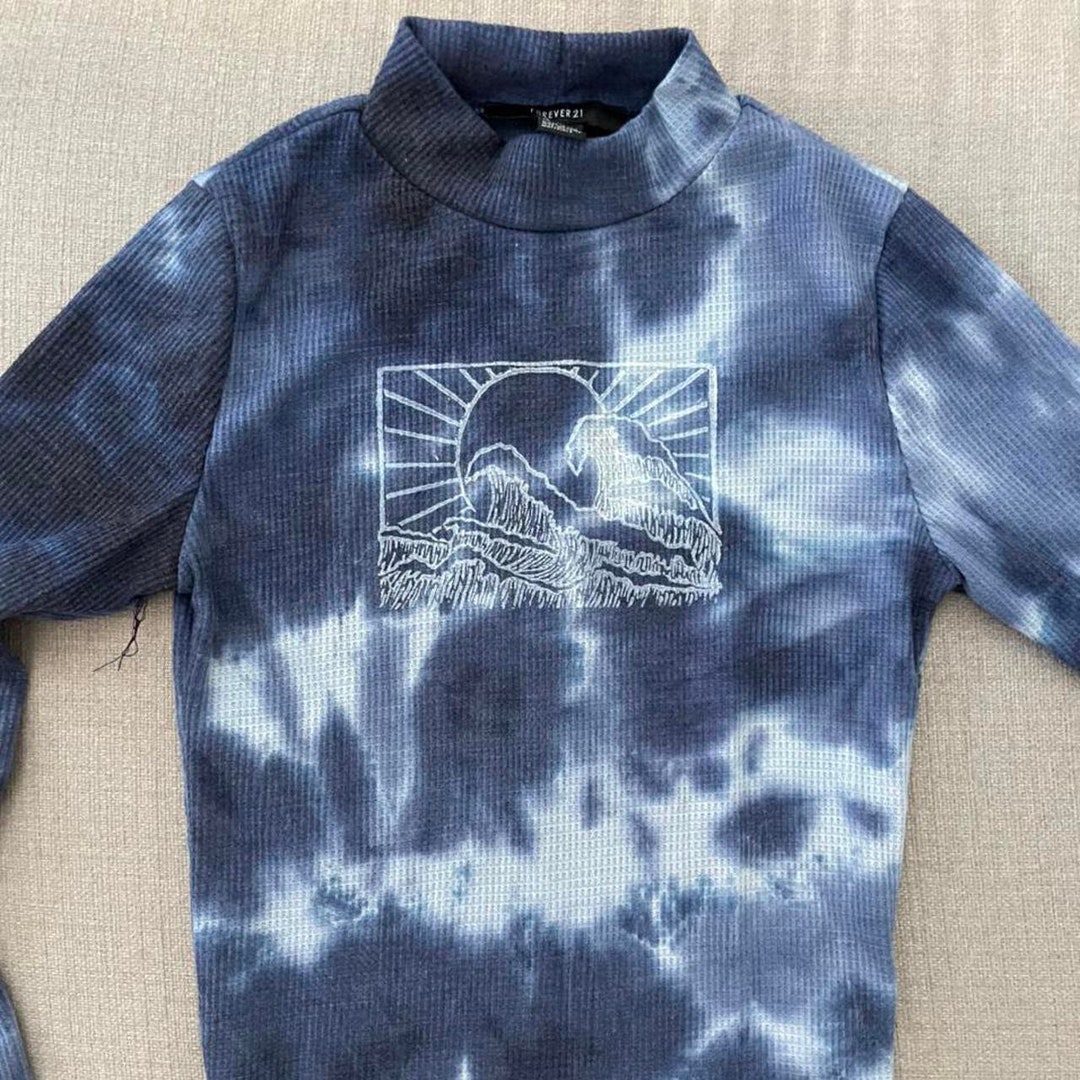 Wave Tie-dye Mock Neck | Handmade and Hand Printed - Etsy