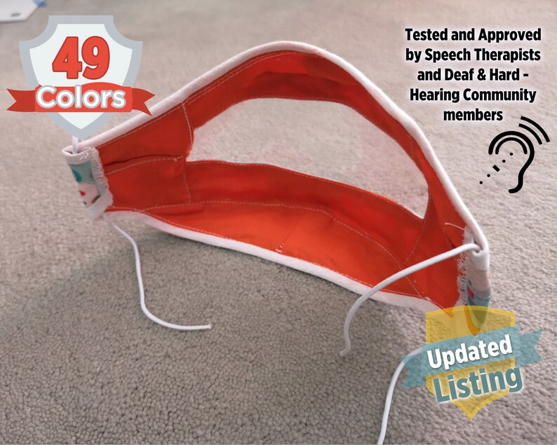 Anti-Fog clear window face mask for deaf 200 washes | Etsy