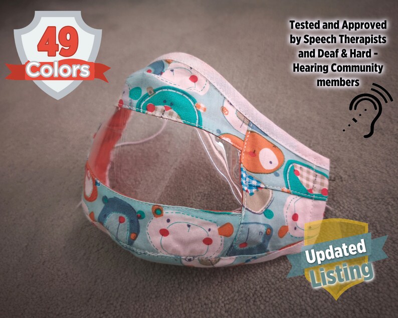 Anti-Fog clear window face mask for deaf 200 washes | Etsy