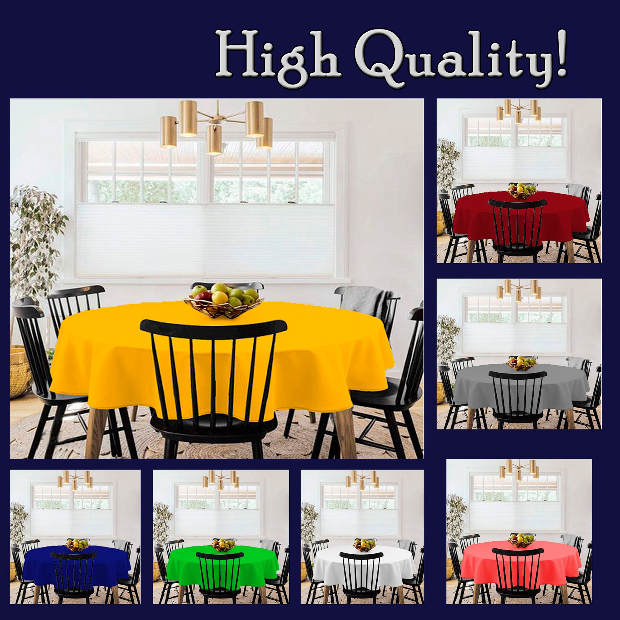 64 Polyester Round Tablecloth, Washable Linens, Dining Tablecloth Party ...