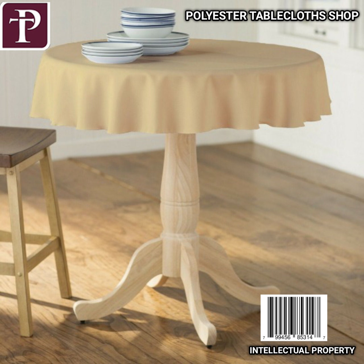 58 Round Linen Table Covers Cover Polyester Washable Decoration Dinner ...