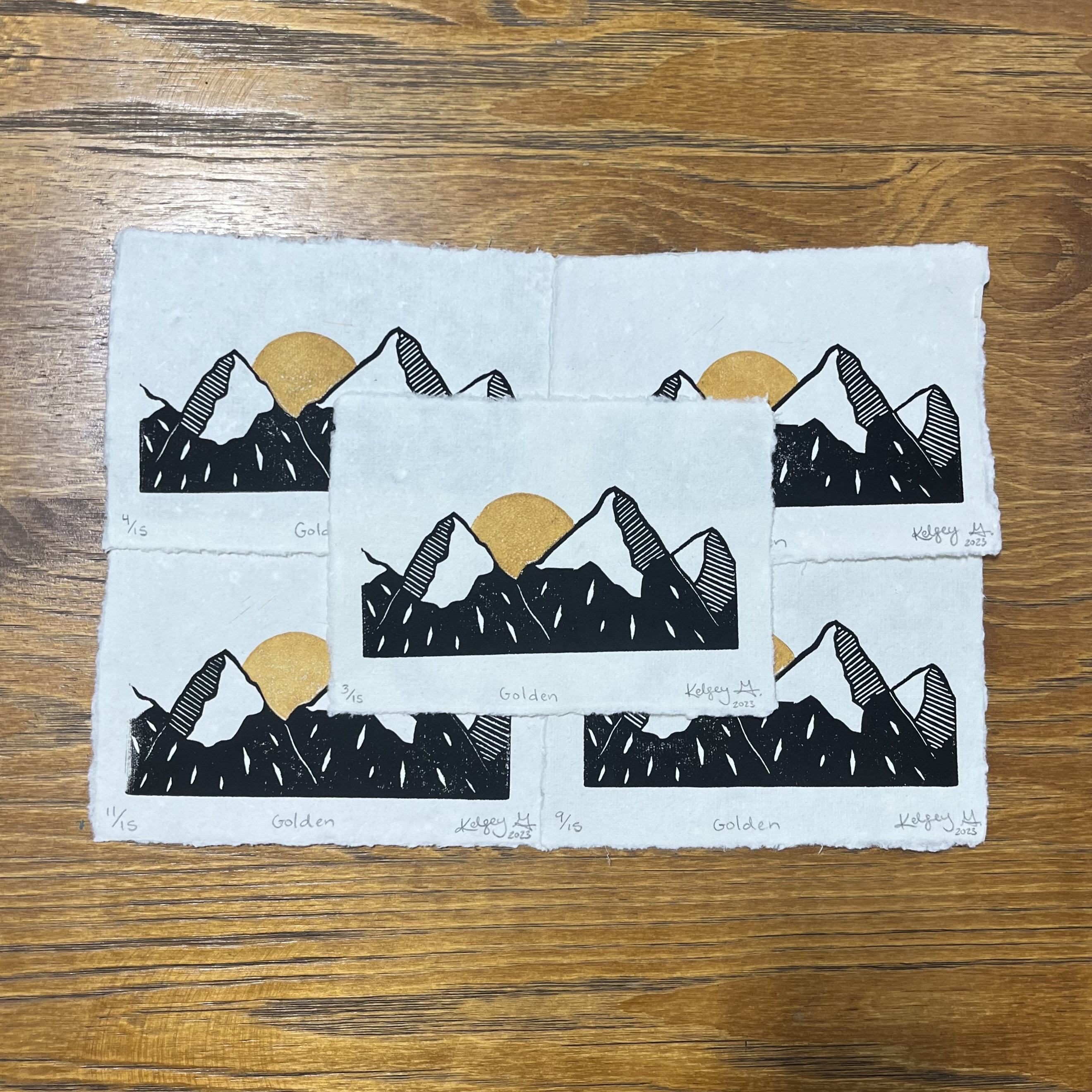 Golden - Mountain Sunrise Block Print - Etsy