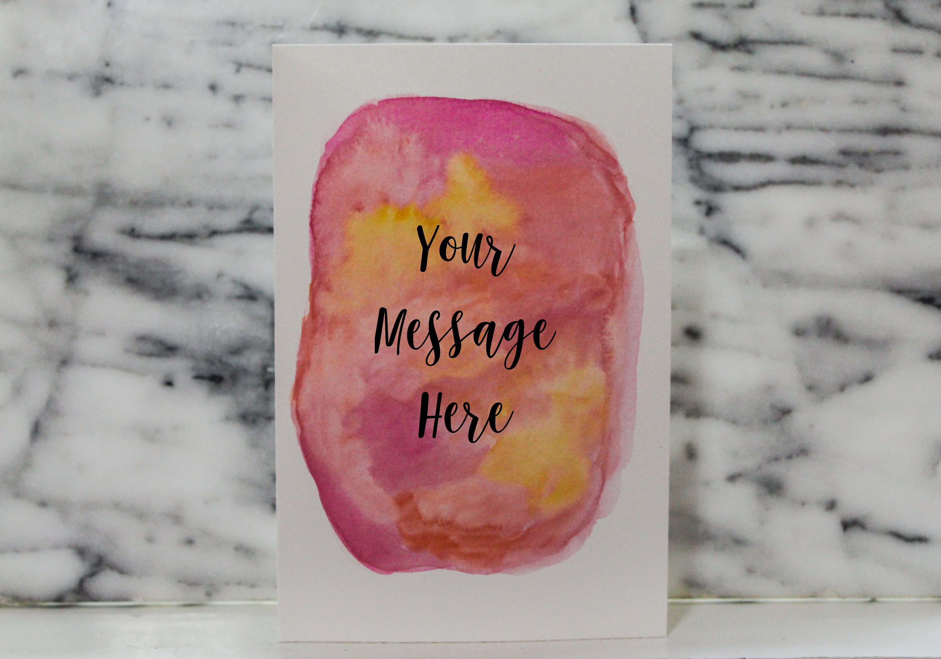 Custom Message Watercolor Background Hand Lettered Greeting Card - Etsy