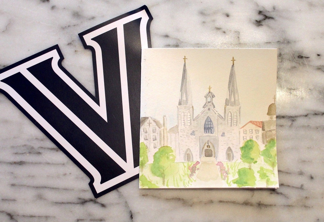 Custom Watercolor Hand Lettered Villanova Church (or Your College) Card ...