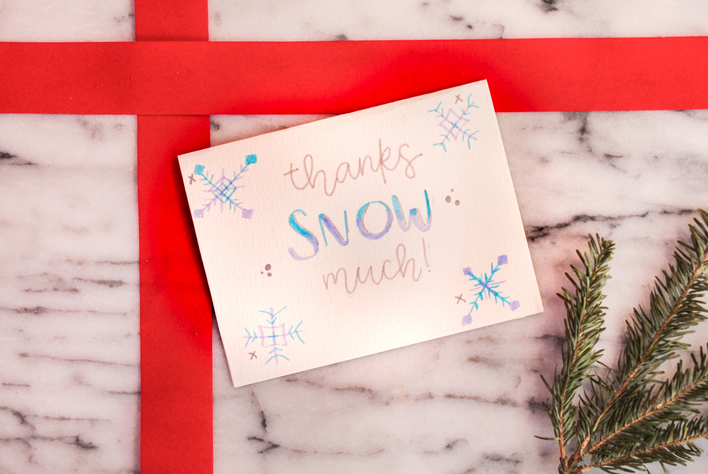 Cute Hand Lettered "thanks Snow Much" Christmas Holiday Thank You Card ...