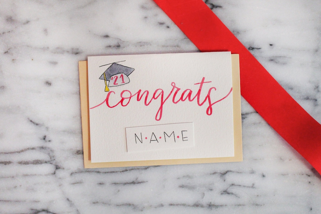 Custom Hand Lettered Graduation Congratulations Card in School Colors ...
