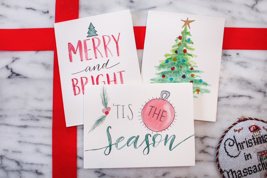 Colorful & Festive Holiday Bundle: Watercolor Hand Lettered Christmas ...