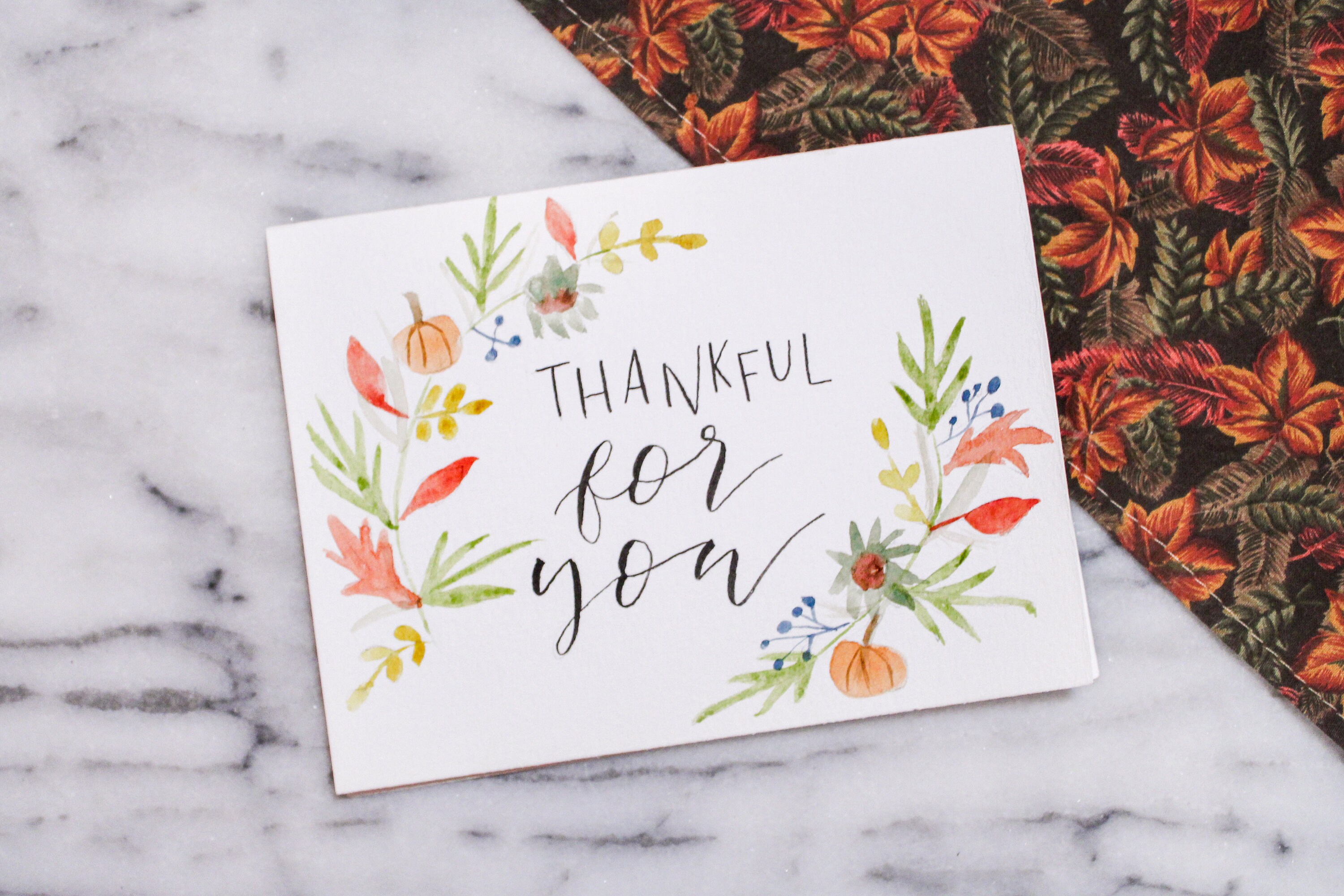 Watercolor Hand Lettered Thanksgiving Card Greeting Card, Fall Themed ...