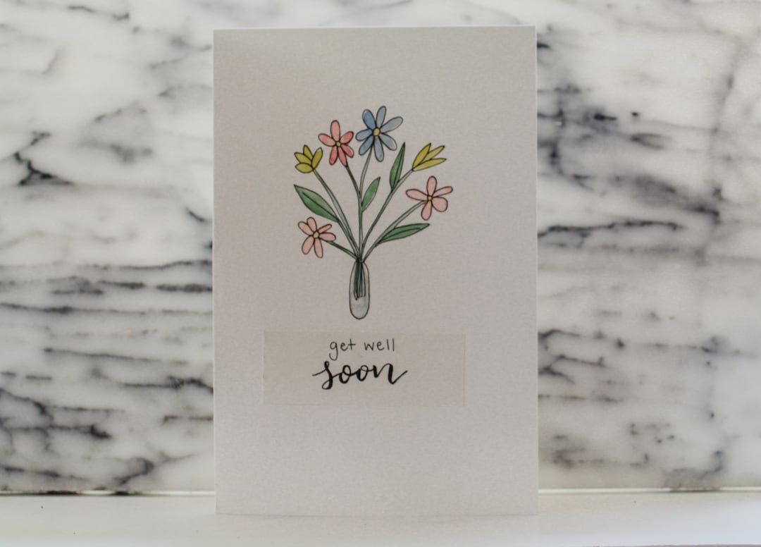 Watercolor Flowers Hand Lettered Get Well Soon Greeting Card - Etsy