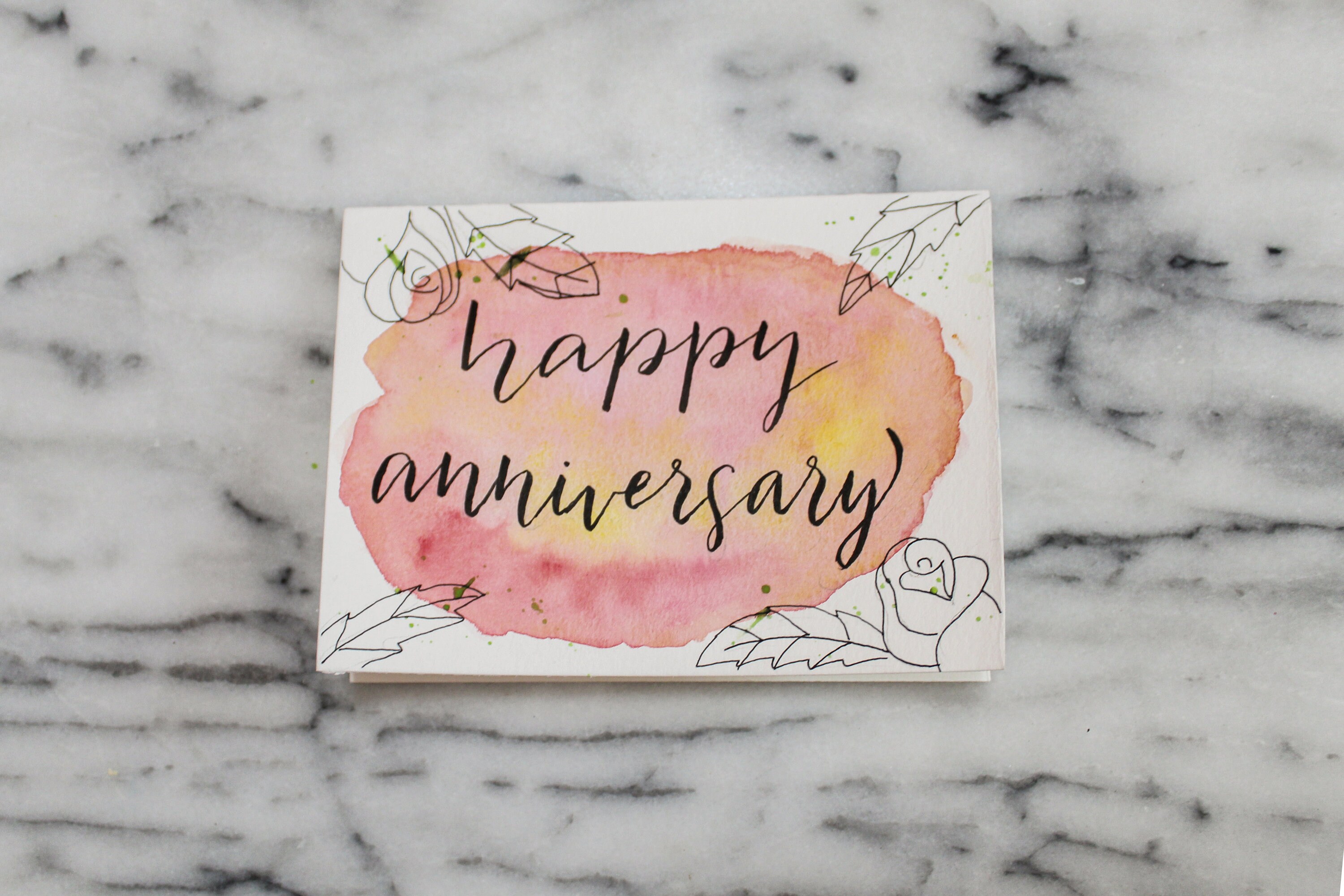 Bundle Option #6: Watercolor Hand Lettered Rose Themed Anniversary Card ...