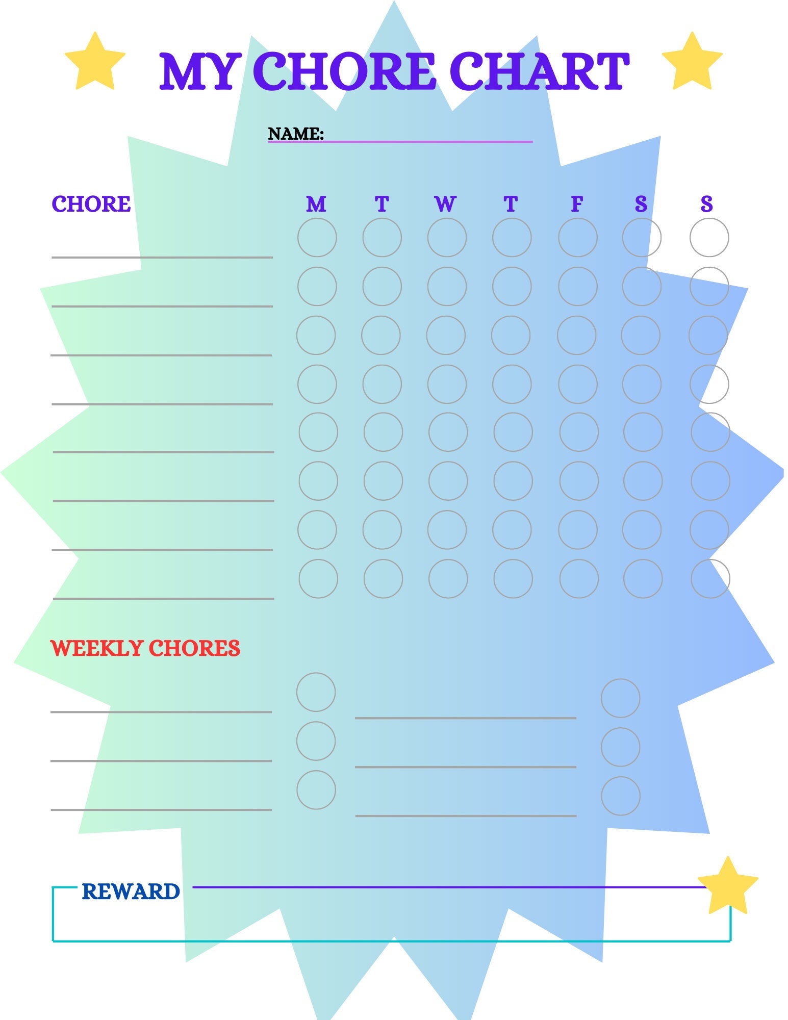 Tabla de tareas imprimible digital azul - Etsy México