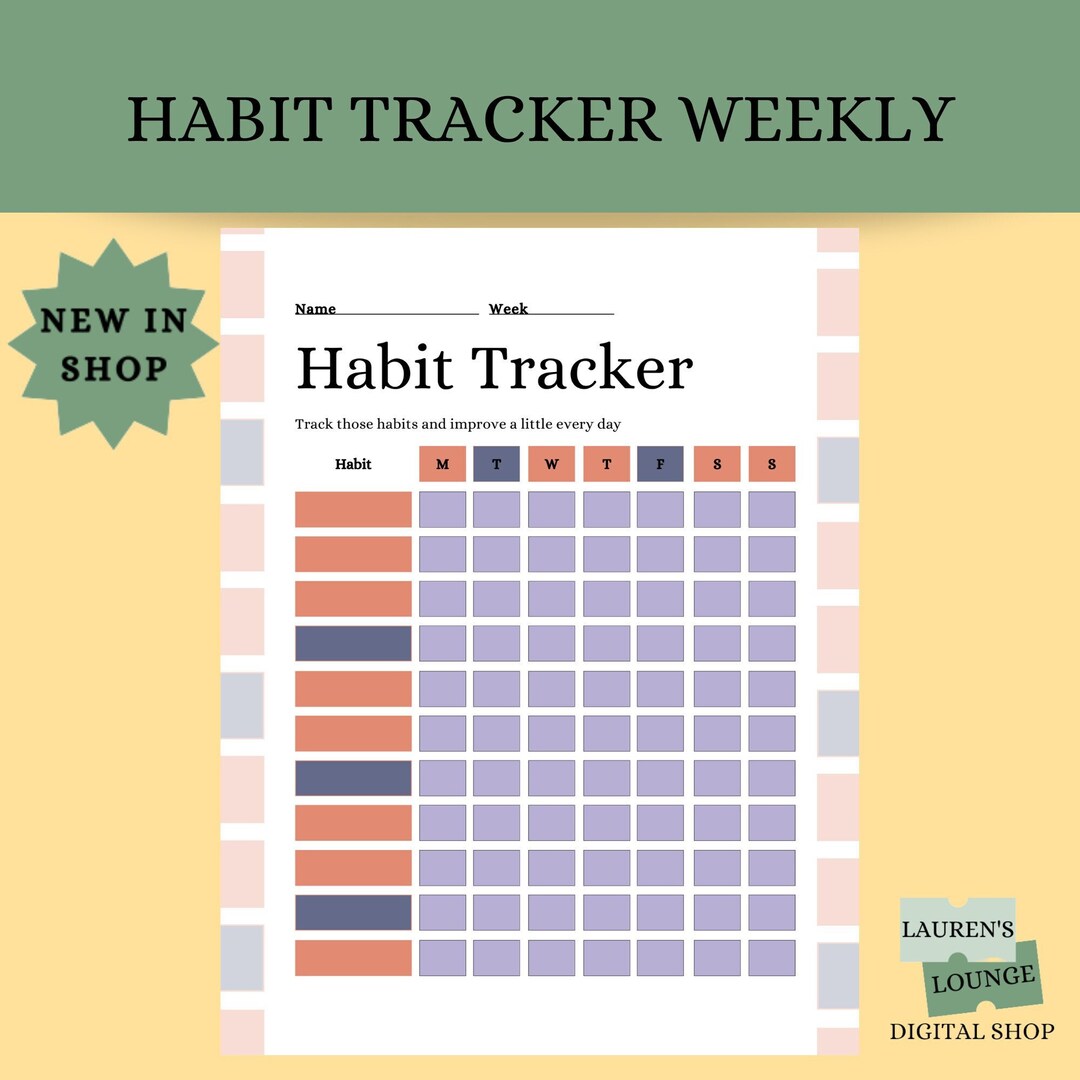 Habit Tracker Printable Weekly Rose and Purple Habit Tracker - Etsy