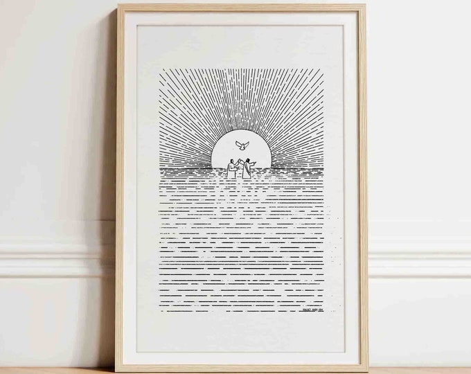 Baptism of Jesus Christ and St. John Poster Baptized Holy Bible Print ...