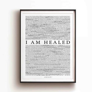 I Am Healed 100 Bible Verses on Healing Art, Christian Scripture Wall ...