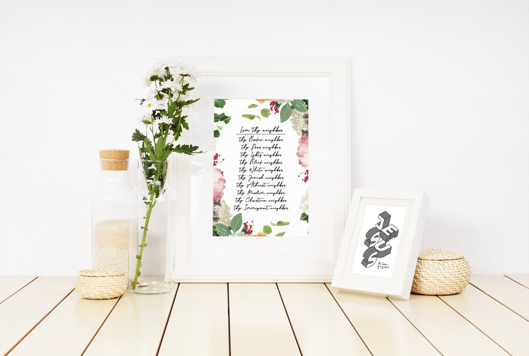 Love Thy Neighbor, Scripture Art, Christian PRINTABLE, Bible Verse ...