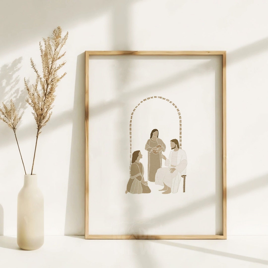 Mary and Martha DIGITAL DOWNLOAD, Jesus Art, Christian Modern Bible ...