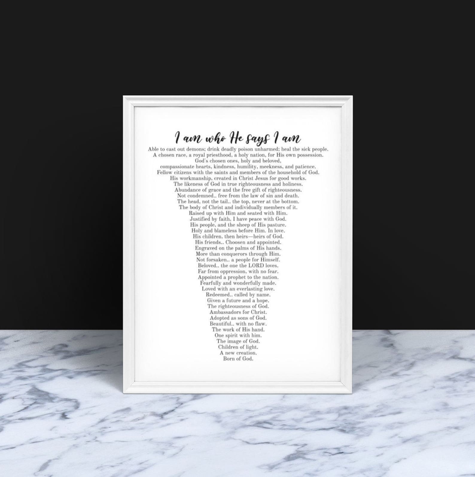 I Am Who He Says I Am Scripture Art, Reminder Poster, Christian ...