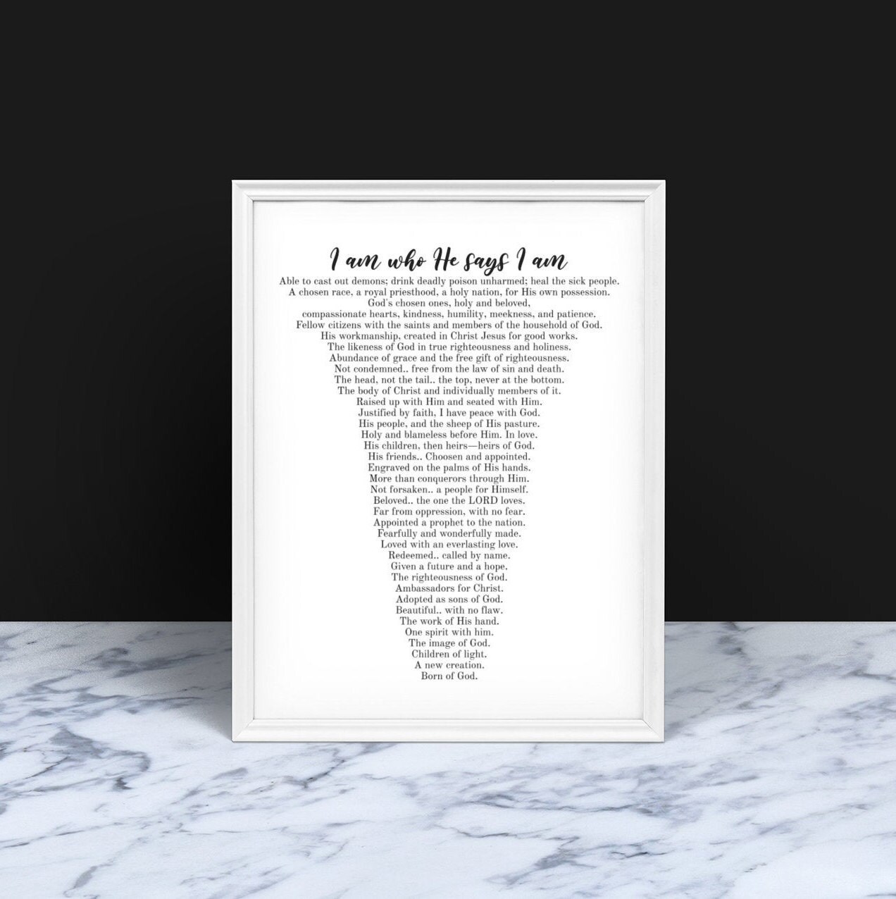 I Am Who He Says I Am Scripture Art, Reminder Poster, Christian ...
