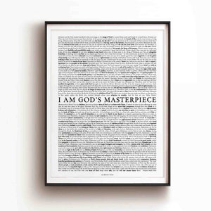 I Am Gods Masterpiece Bible Verses DIGITAL DOWNLOAD, Identity in Christ ...