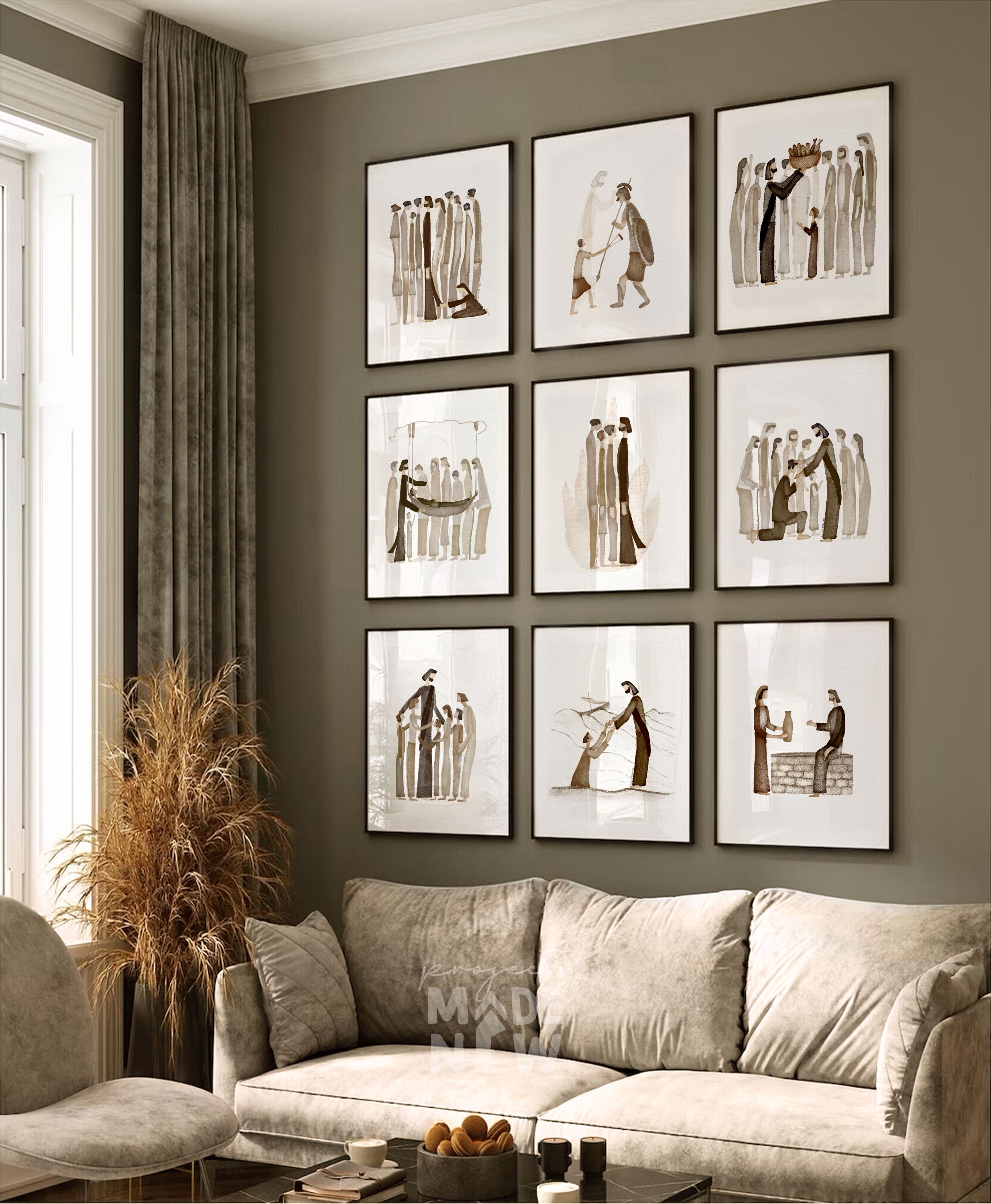 Set of 9 Christian Wall Art, Christian Modern Bible Art, Bible Sketches ...