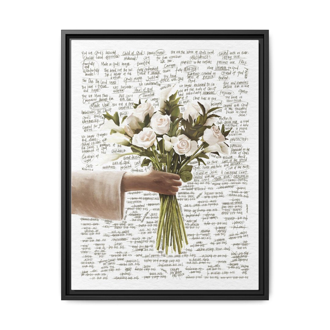 God's Bouquet Bible FRAMED CANVAS, Identity in Christ Christian Wall ...