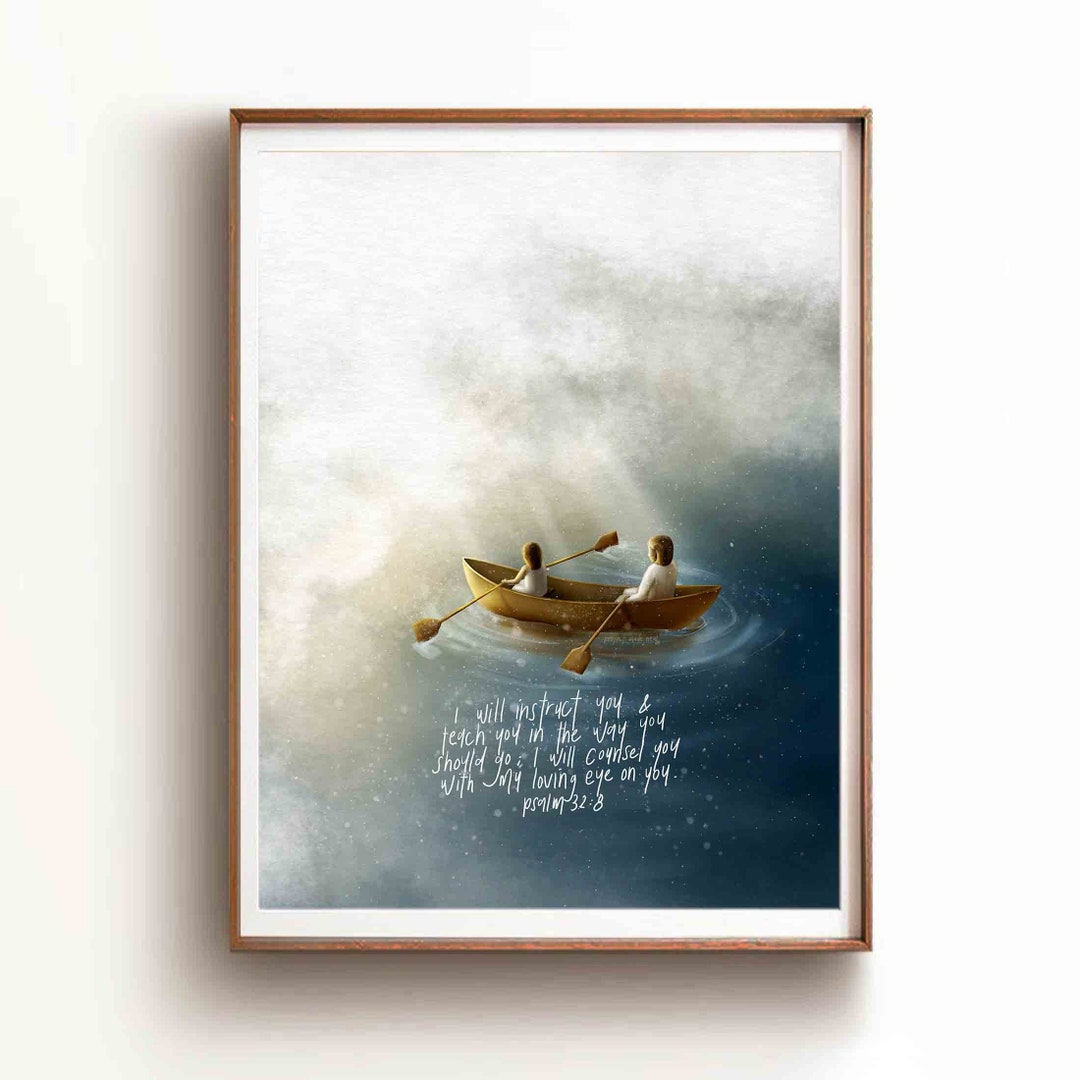 Christian DIGITAL DOWNLOAD PRINTABLE, Jesus and Woman on Boat Painting ...