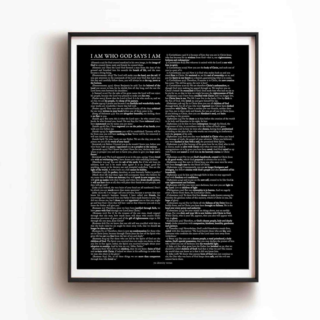 Identity in Christ 70 Bible Verses DIGITAL DOWNLOAD, Christian Wall Art ...