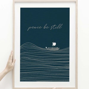 Peace Be Still DIGITAL DOWNLOAD, Jesus Bible Art, Be Still & Know ...