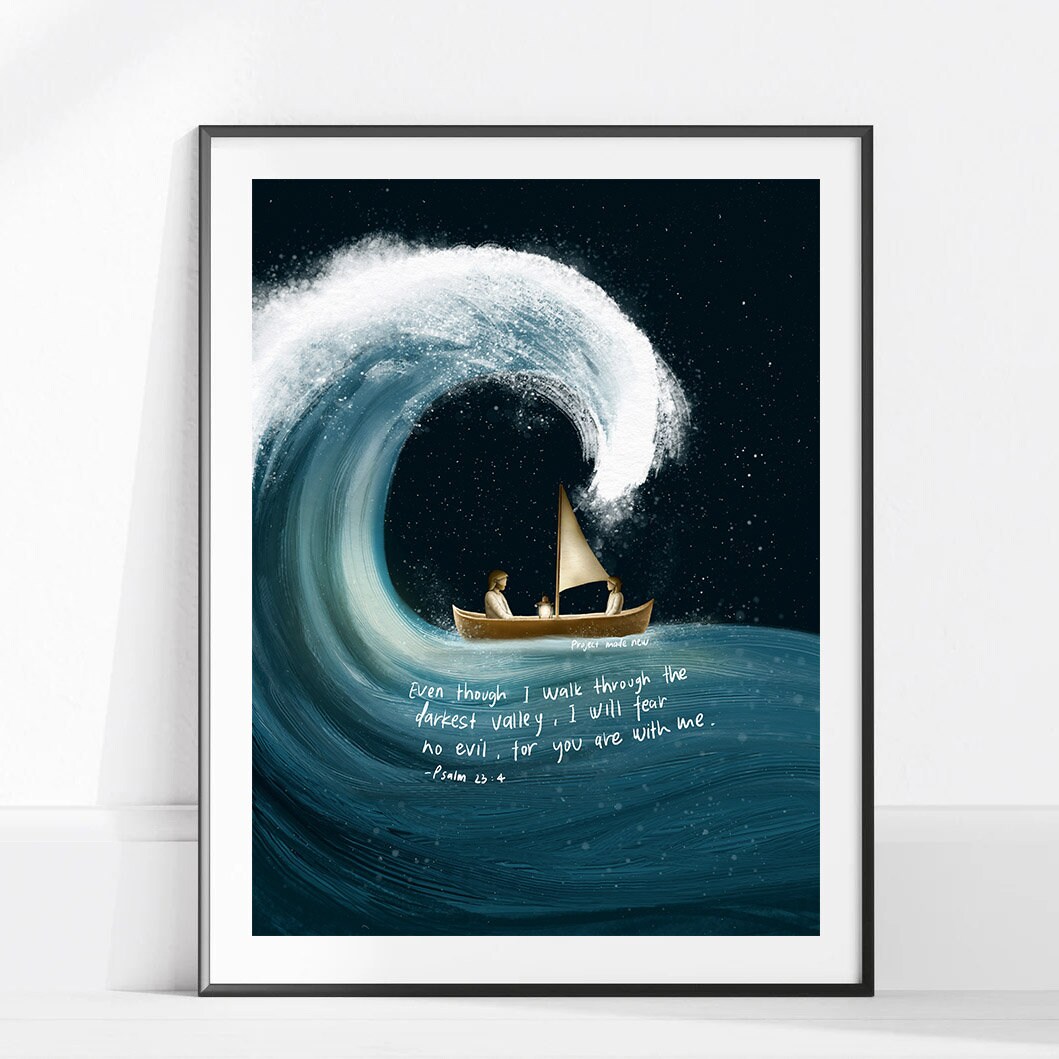 Ride With Jesus Psalm 23:4 on Boat Print Bible Verse - Etsy