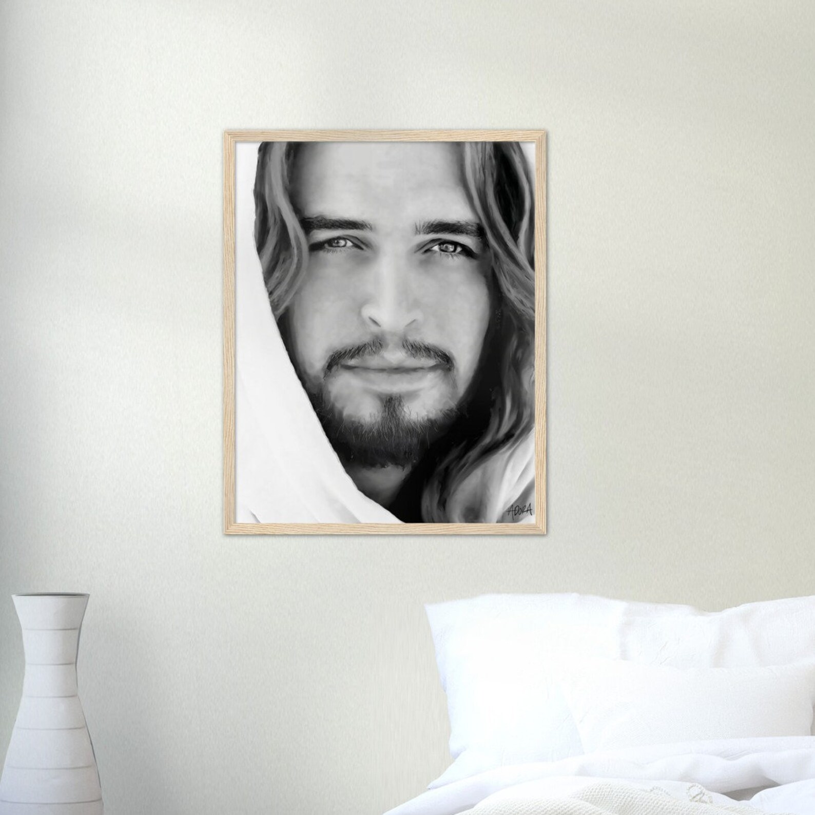 Jesus Christ Wooden Frame Portrait Print Jesus Painting | Etsy