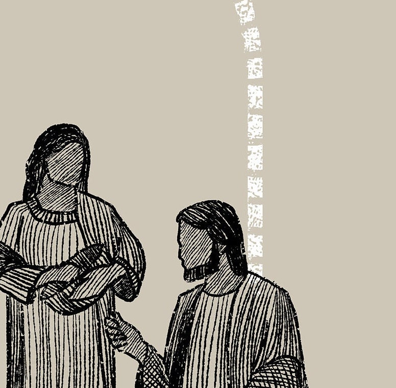 Mary and Martha DIGITAL DOWNLOAD, Jesus Art, Christian Modern Bible ...