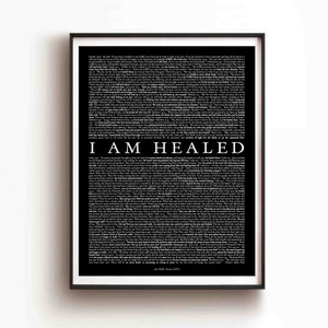 I Am Healed 100 Bible Verses on Healing Art, Christian Scripture Wall ...