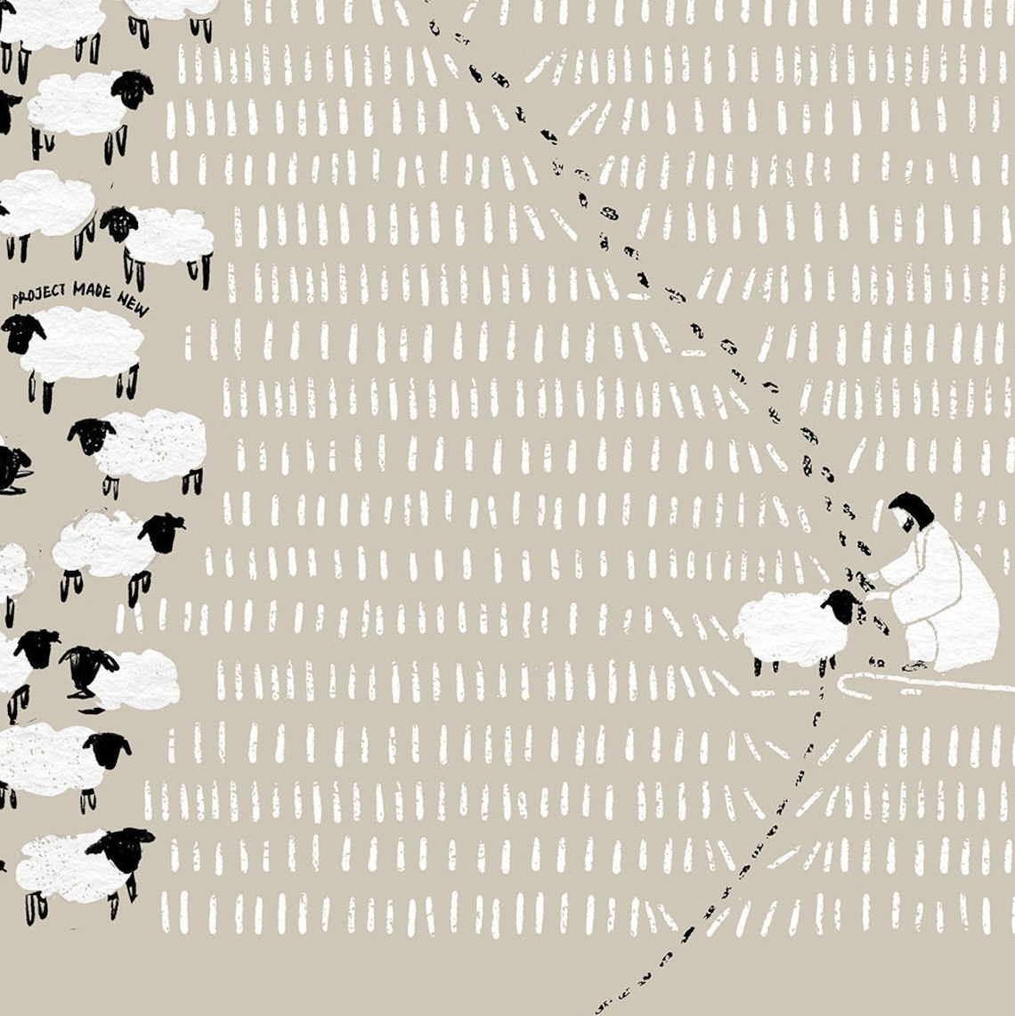 Jesus Leaves the 99 Sheep DIGITAL DOWNLOAD, Bible Sketch Bible Art ...