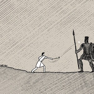 David and Goliath DIGITAL DOWNLOAD, Bible Art, Bible Story Modern Bible ...