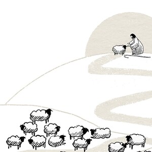 Jesus Leaves the 99 Sheep DIGITAL DOWNLOAD, Bible Sketch Bible Art ...