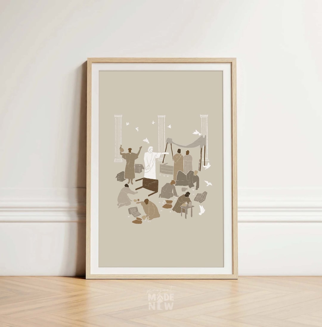 Jesus Flipping Table DIGITAL DOWNLOAD, Jesus at the Temple Christian ...