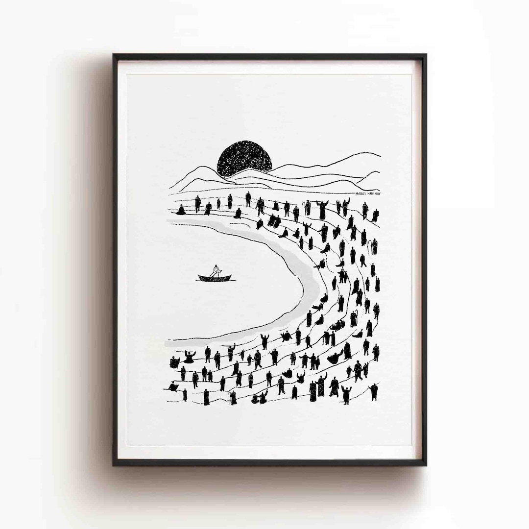 Jesus Teaching From Boat DIGITAL DOWNLOAD, Christian Bible Art, Modern ...
