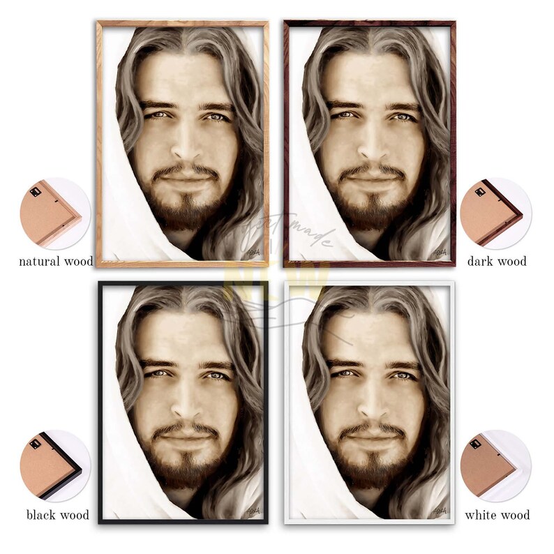 Jesus Christ Wooden Frame COLORED Portrait Print Jesus - Etsy