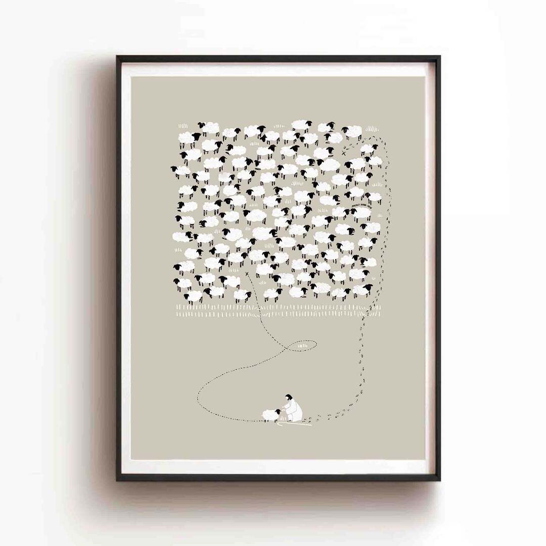 Jesus Leaves the 99 Sheep DIGITAL DOWNLOAD, Bible Sketch Bible Art ...