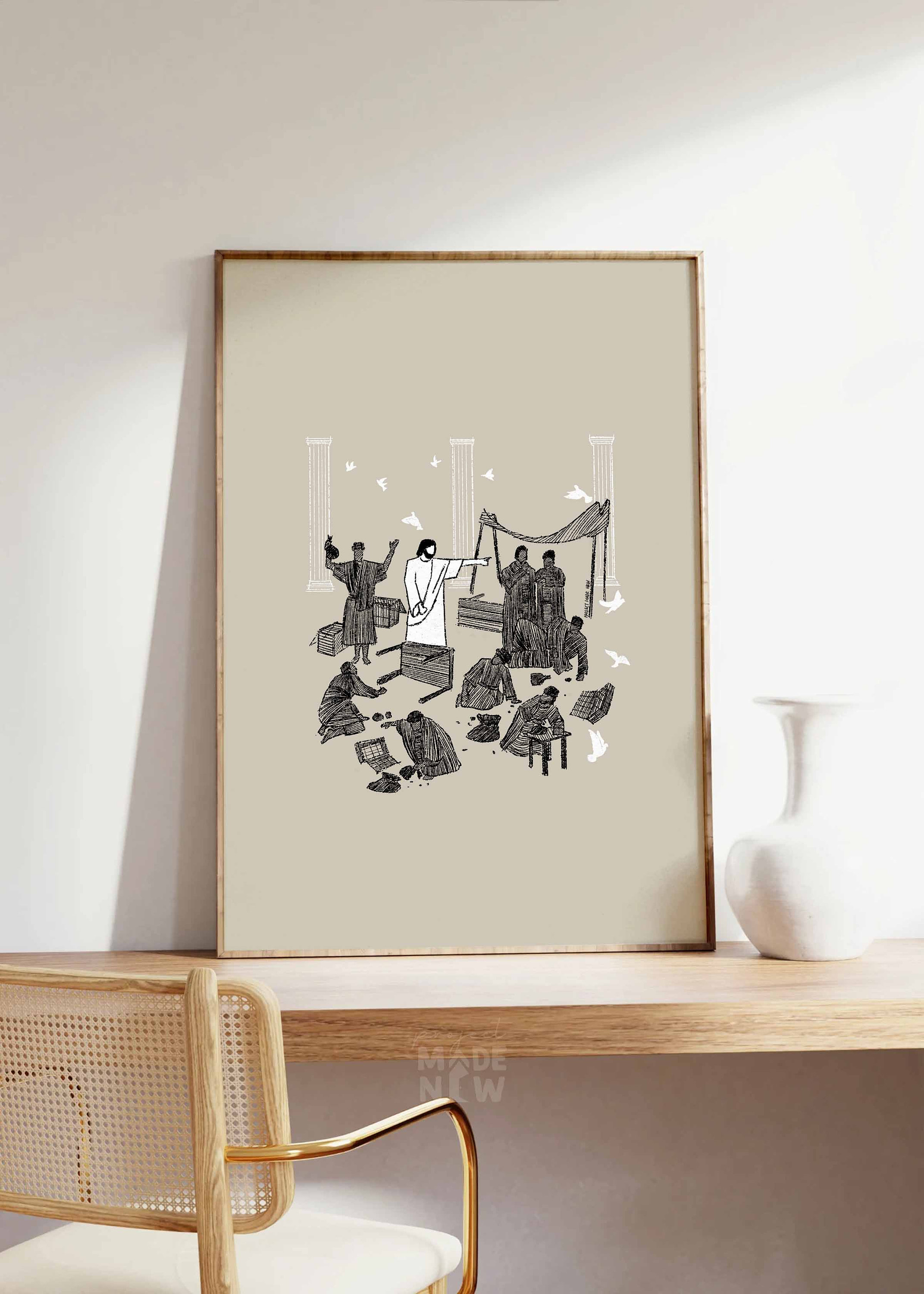 Jesus Flipping Table DIGITAL DOWNLOAD, Jesus at the Temple Christian ...
