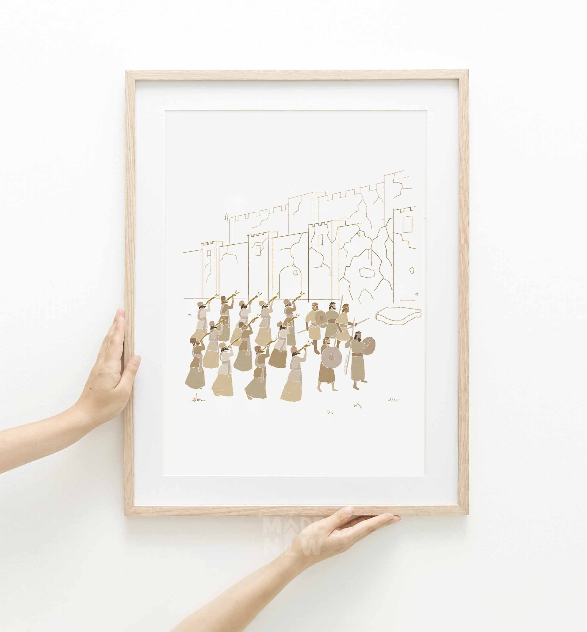 Walls of Jericho Fall DIGITAL DOWNLOAD Christian Bible Art Modern Bible ...