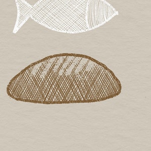5 Loaves of Bread and 2 Fish DIGITAL DOWNLOAD, Bible Sketches Art ...
