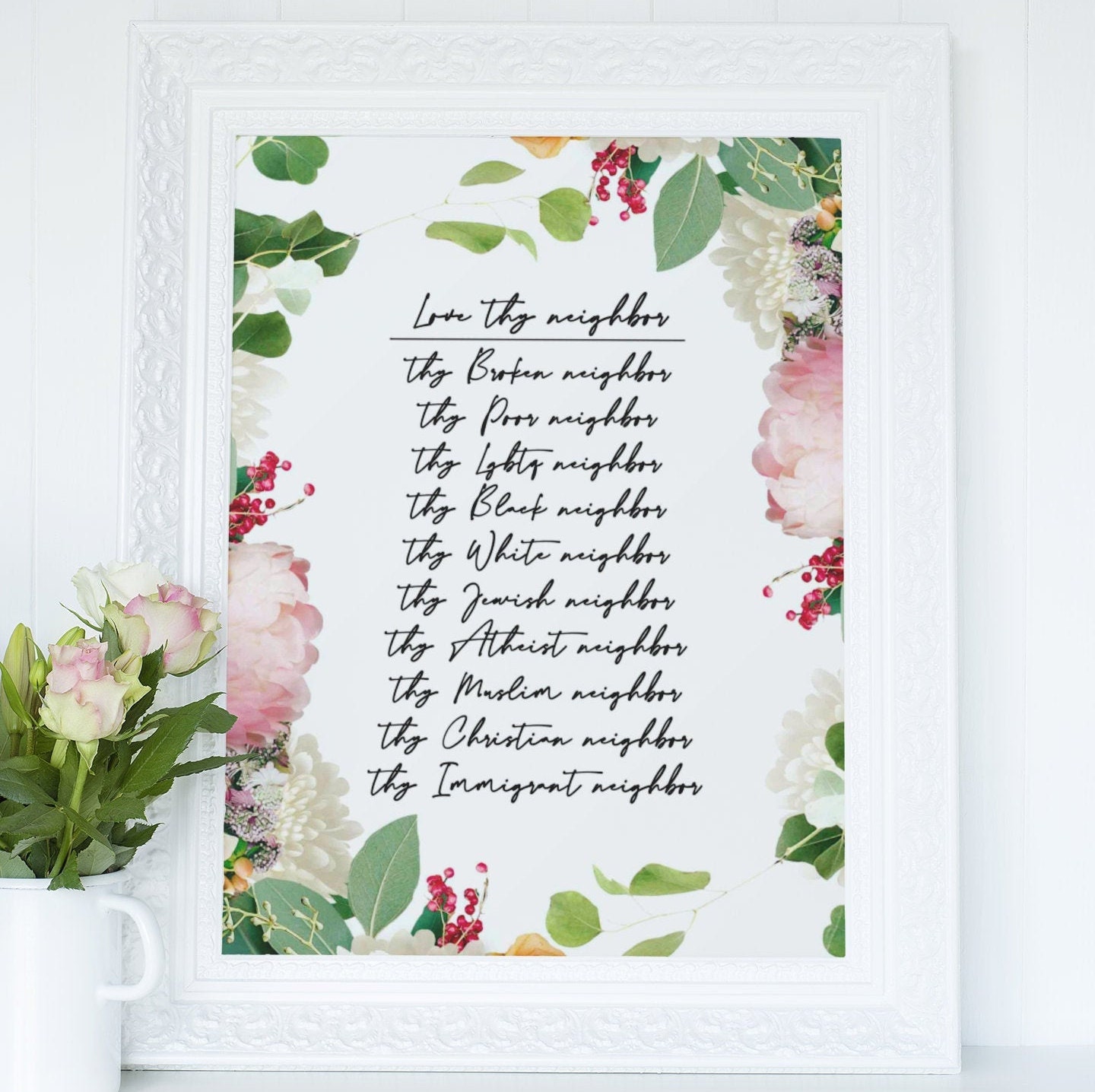 Love Thy Neighbor Scripture Art Christian PRINTABLE Bible - Etsy