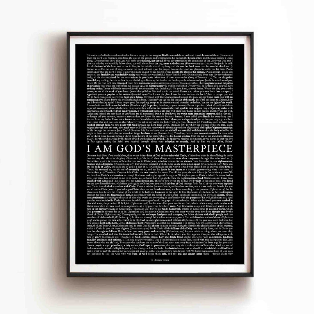 I Am Gods Masterpiece Bible Verses DIGITAL DOWNLOAD, Identity in Christ ...