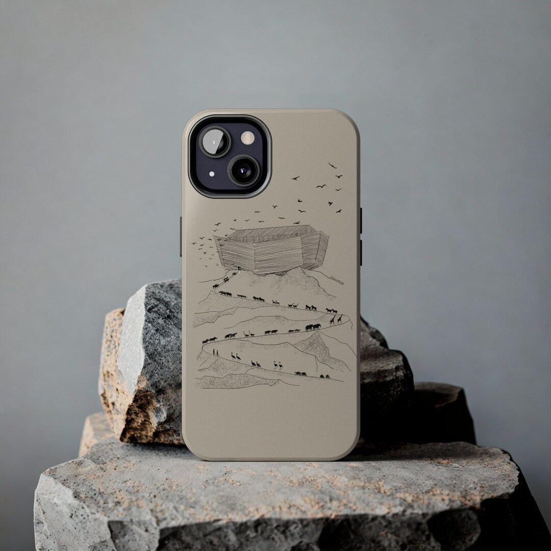 Noah's Ark Christian Tough Phone Case, Hard iPhone Case Bible Sketch ...
