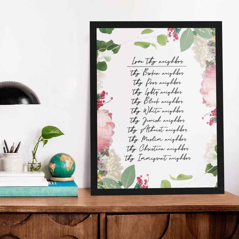 Love Thy Neighbor Scripture Art Christian PRINTABLE Bible - Etsy UK